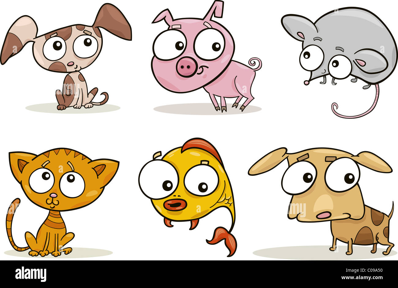 cartoon illustration of cute little pets set Stock Photo - Alamy