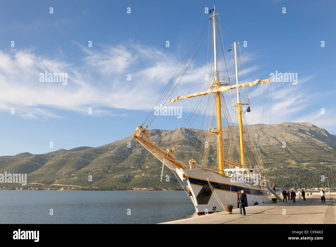 Sailing ship in the port of Korcula, Croatia, Europe Stock Photo - Alamy