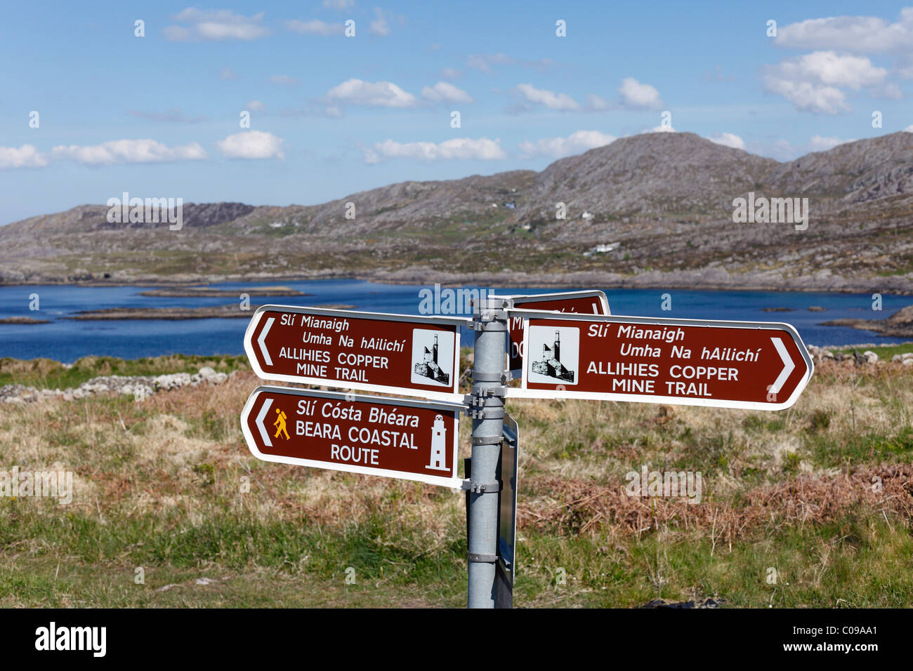 Signpost near Allihies, Slieve Miskish Mountains, Beara Peninsula ...