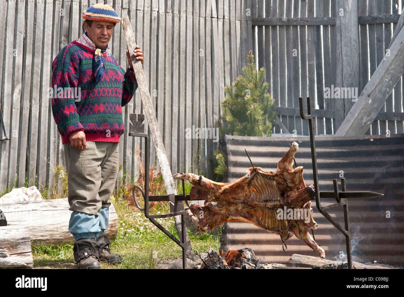 Sheep roasting on open fire Serro Negro Farm run by Croatian Family ...