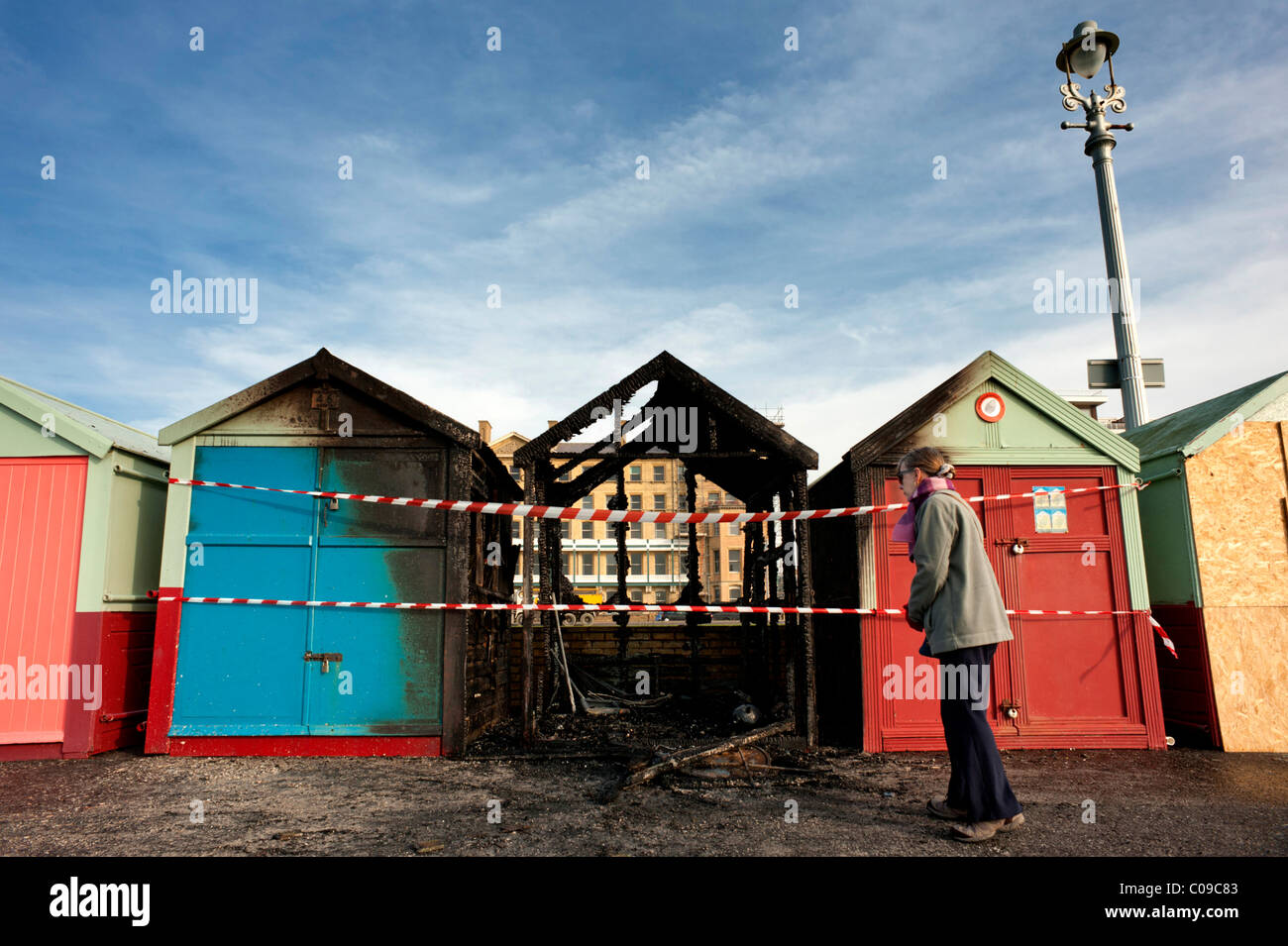 Burnt out beach hut hi-res stock photography and images - Alamy