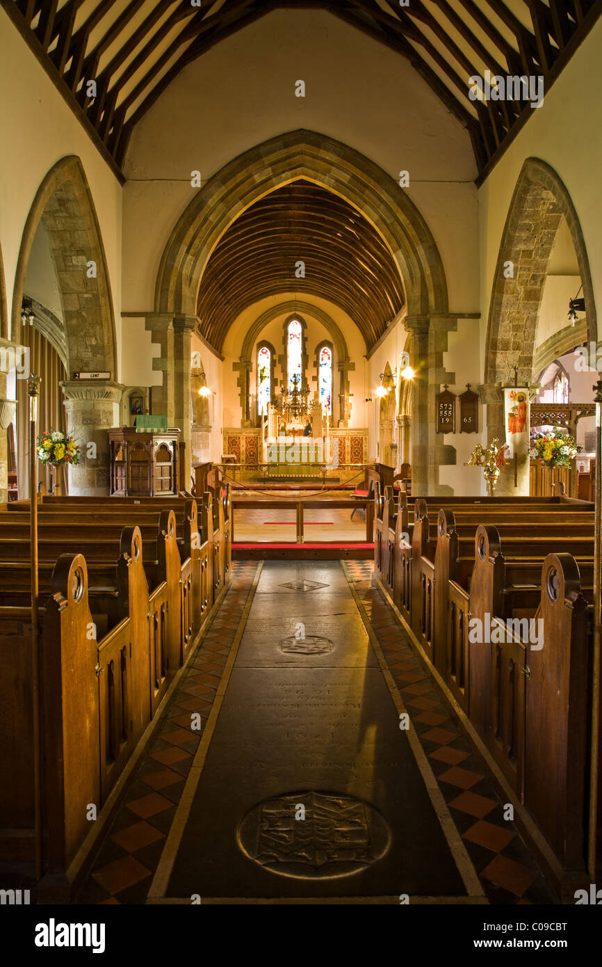 The aisle of St. Mary's church in Brading, Isle of Wight, England Stock ...