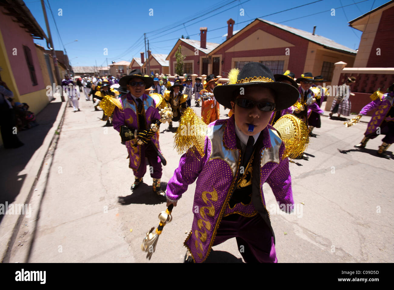 Celebrations and dancing in costume at Puno Week 2010 in Peru Stock ...