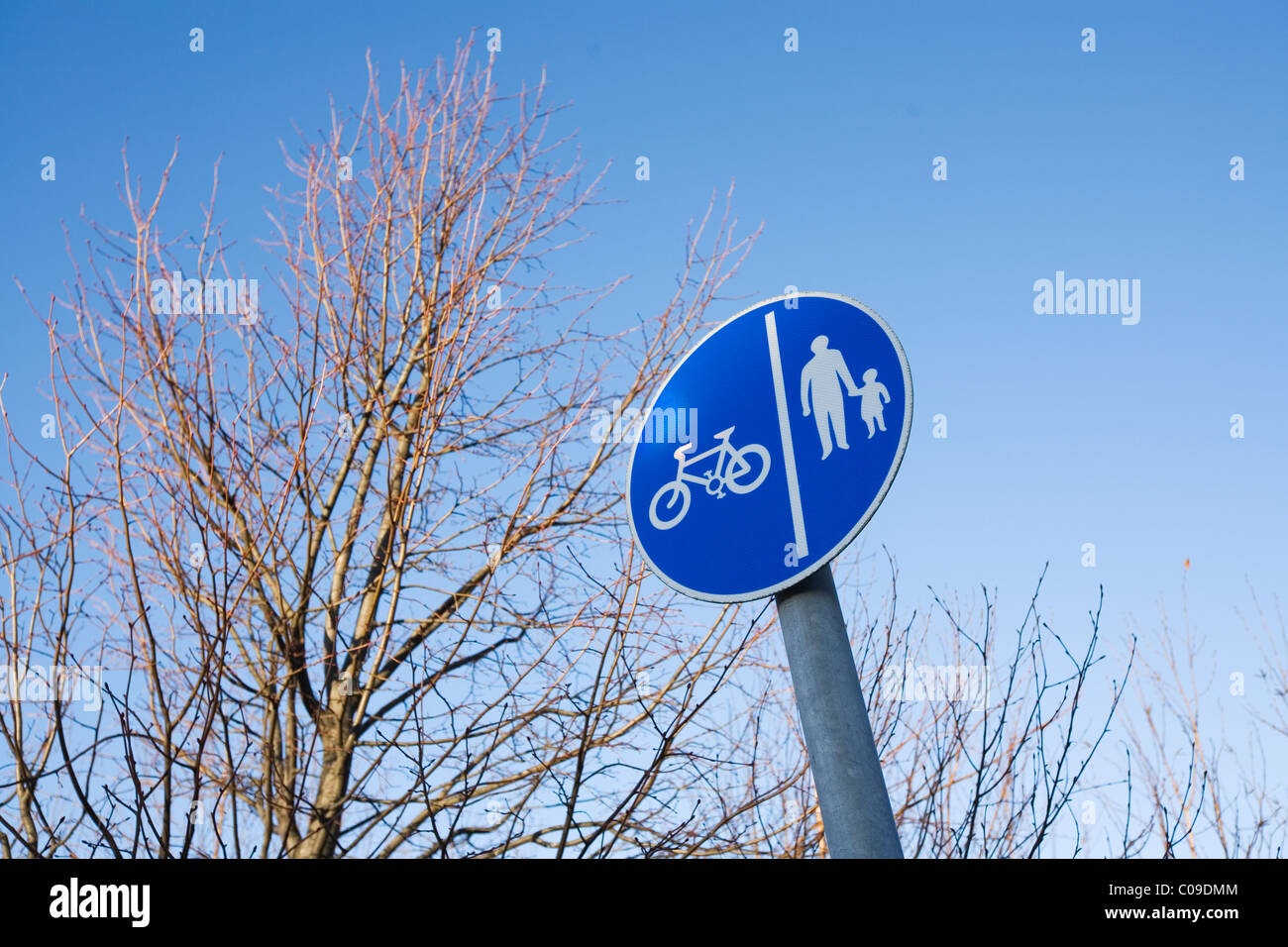 Pedestrian and cycle path road sign Stock Photo - Alamy