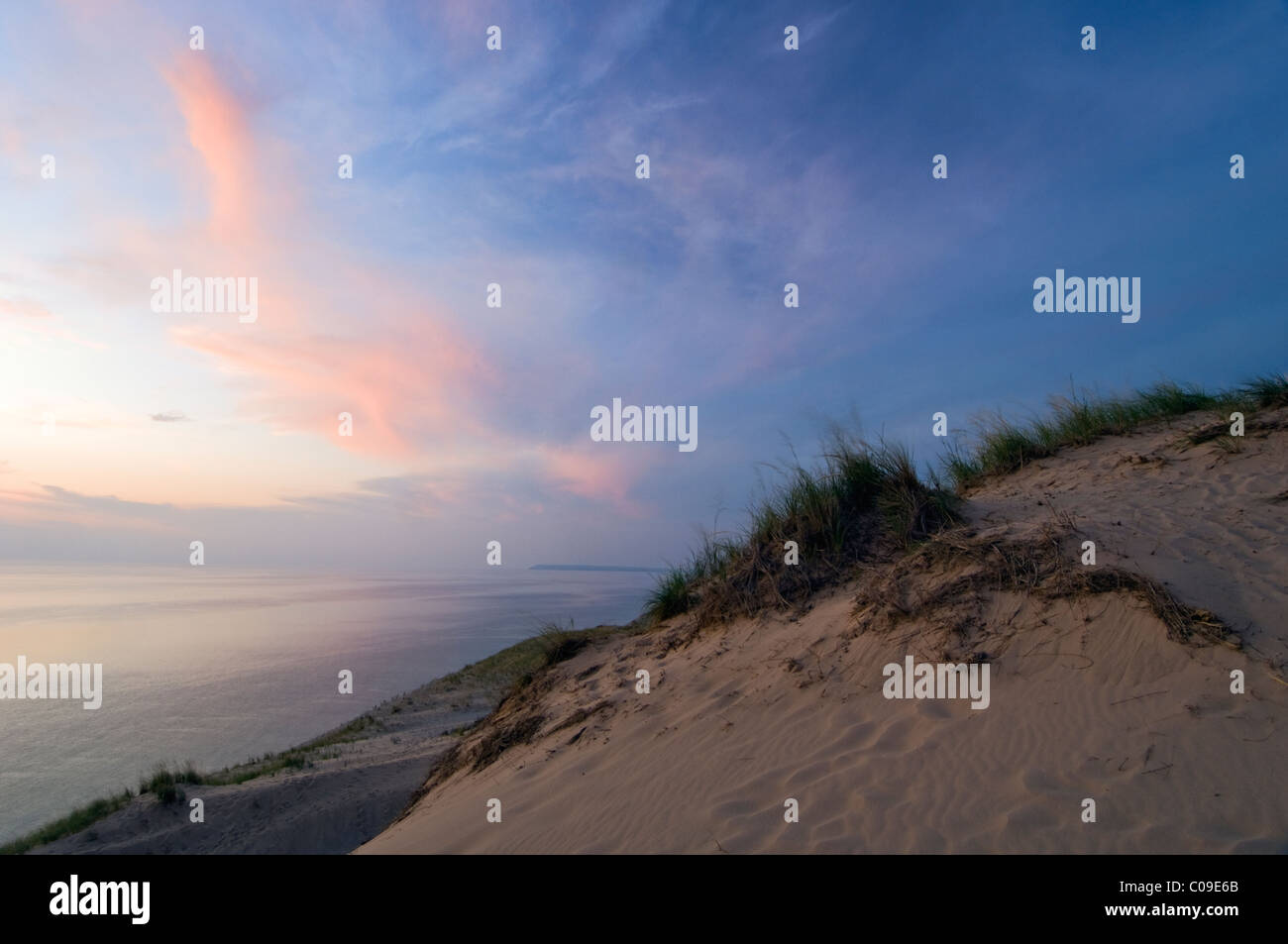 Sunset over Lake Michigan at Sleeping Bear Dunes National Lakeshore ...