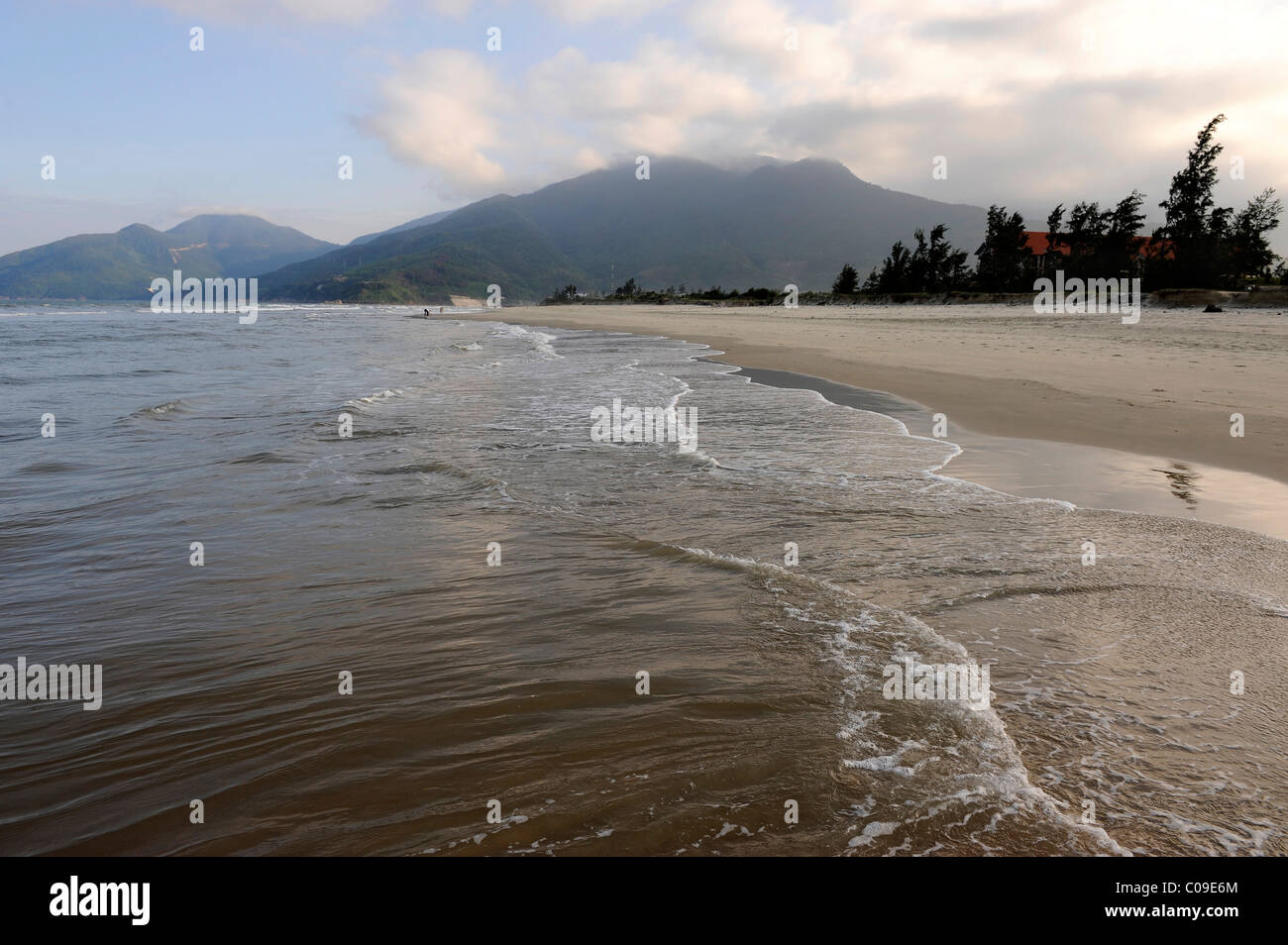 Lang Co beach near Danang with Ocean Clouds Pass at back, Hai Van Pass ...