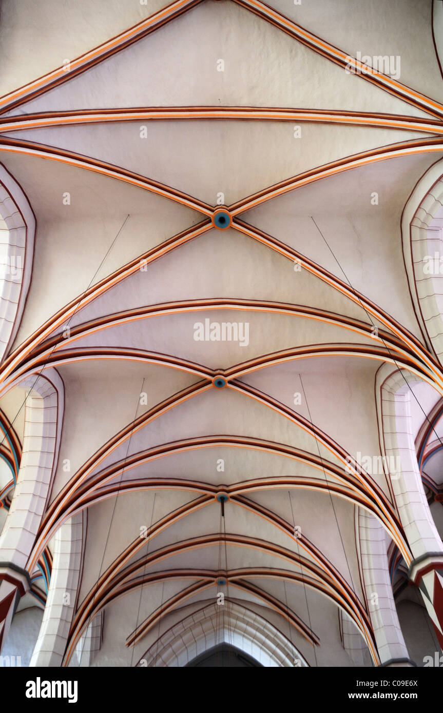 Gothic cross vault of the St.-Jacobi-Kirche church, completed in 1383 ...