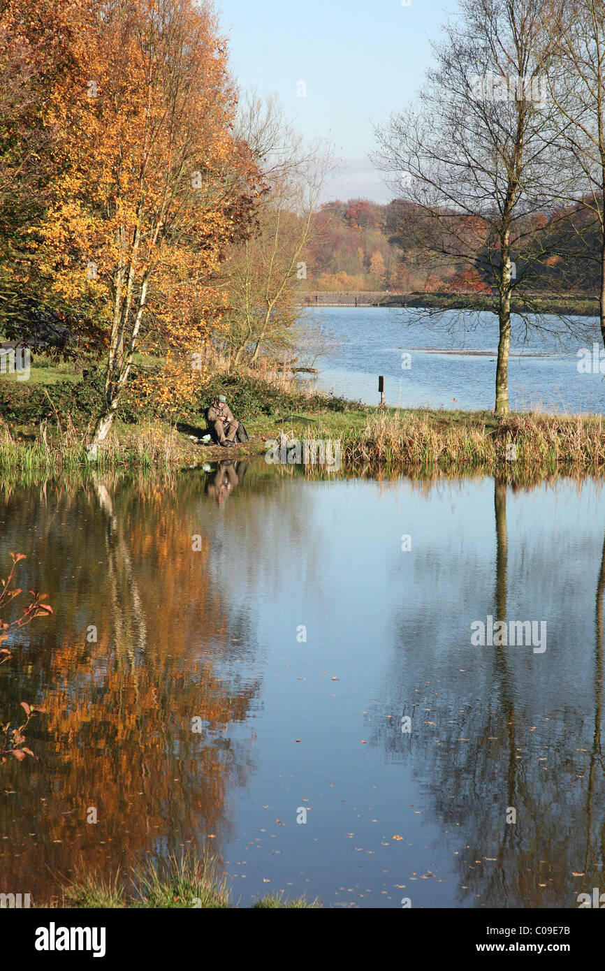 A fisherman fishing at Bathpool, Kidsgrove, Stoke-on-Trent, Staffs ...
