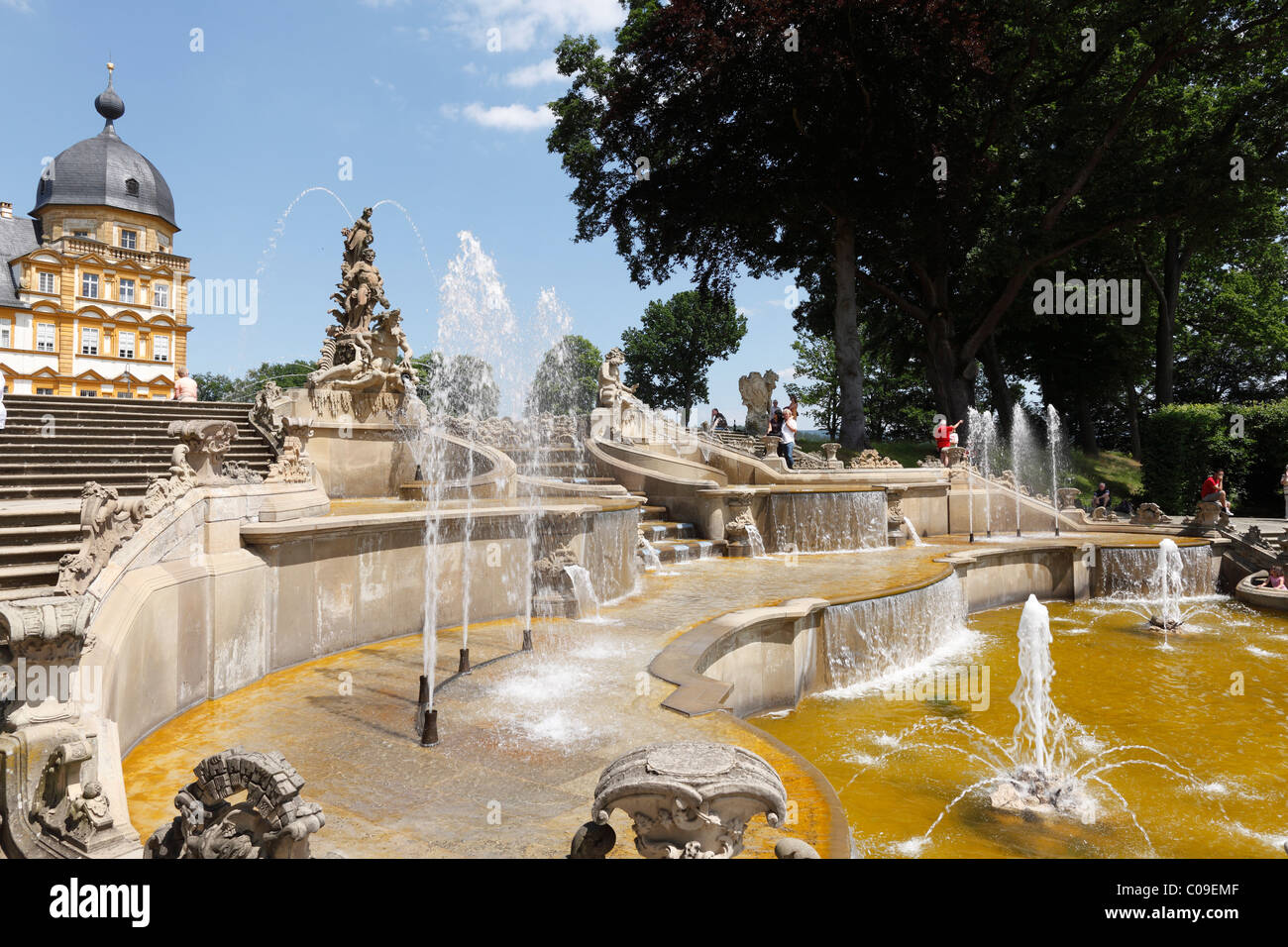 Cascade and fountains, Schloss Seehof castle, Memmelsdorf, Upper ...
