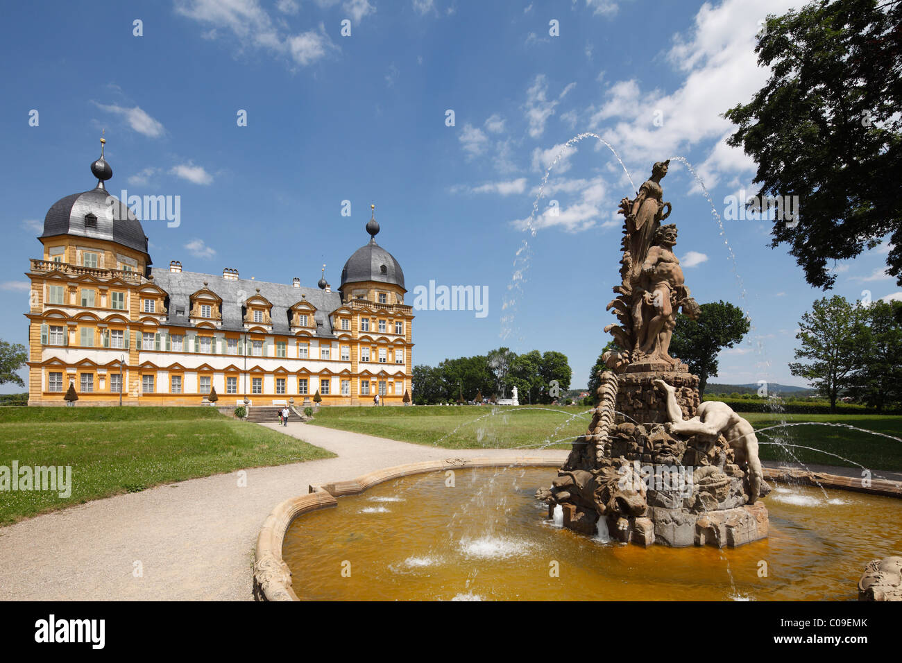 Fountain, Schloss Seehof castle, Memmelsdorf, Upper Franconia ...