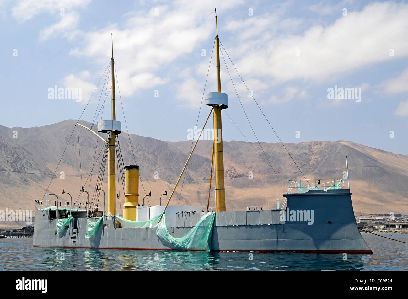 Historic war ship, navy, Armada, harbour, coast, Iquique, Norte Grande ...