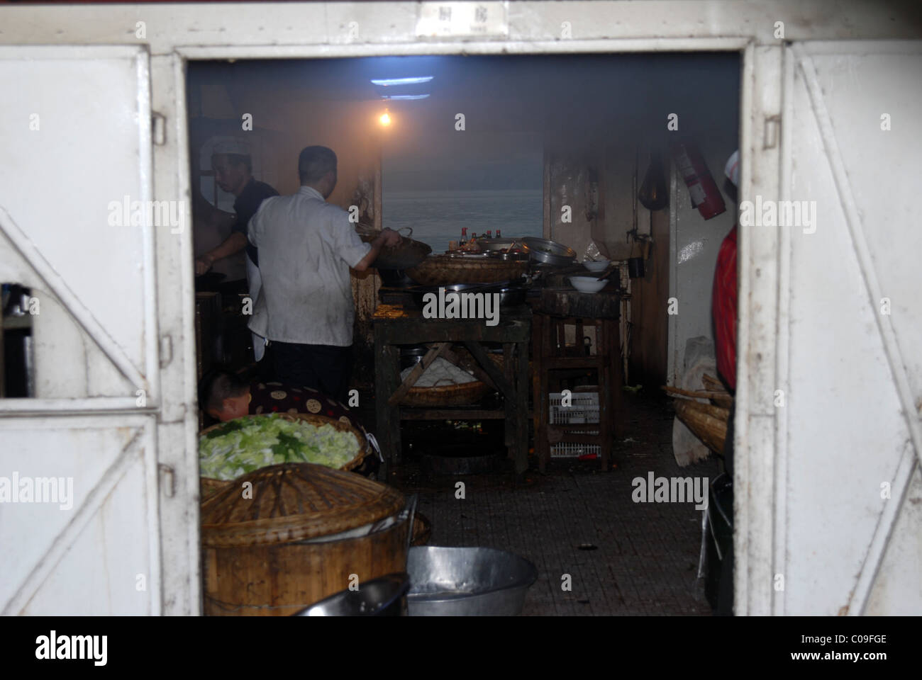 Kitchen on a boat on Yangtze river Stock Photo - Alamy