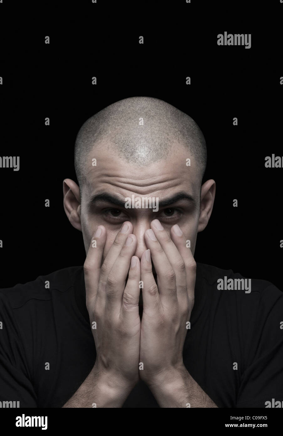 Portrait of a man looking depressed Stock Photo - Alamy
