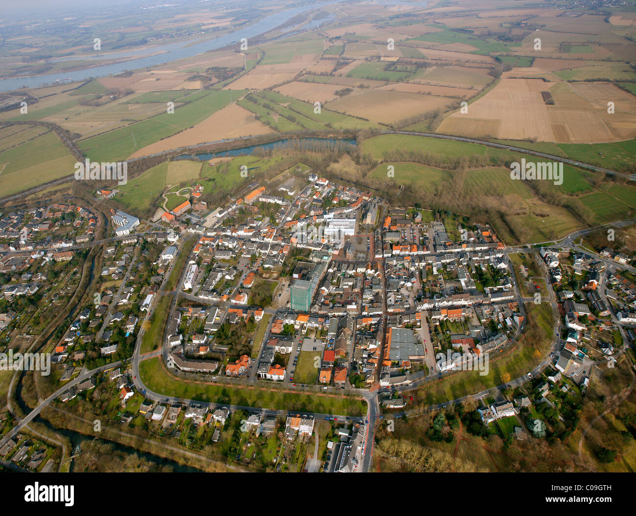 Aerial view, Rheinberg, Niederrhein region, North Rhine-Westphalia ...