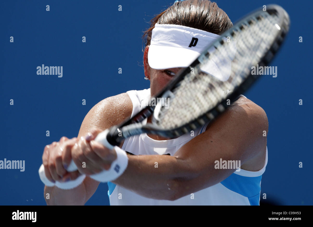 Ai Sugiyama of Japan in action on her way to victory over Jill Craybas ...