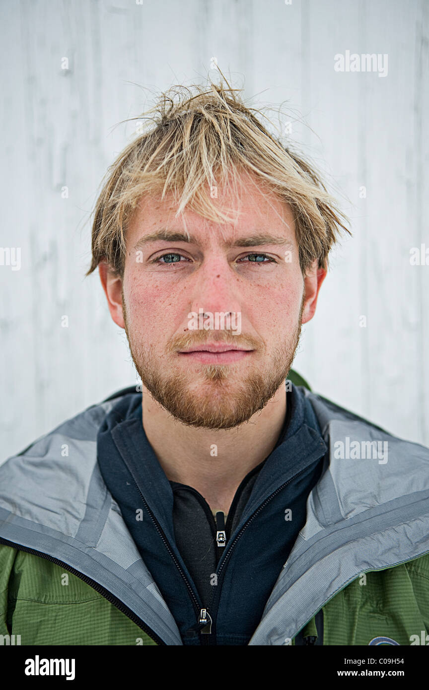 Paul Cassedy poses for a portrait during the 2XtM snowkite expedition ...