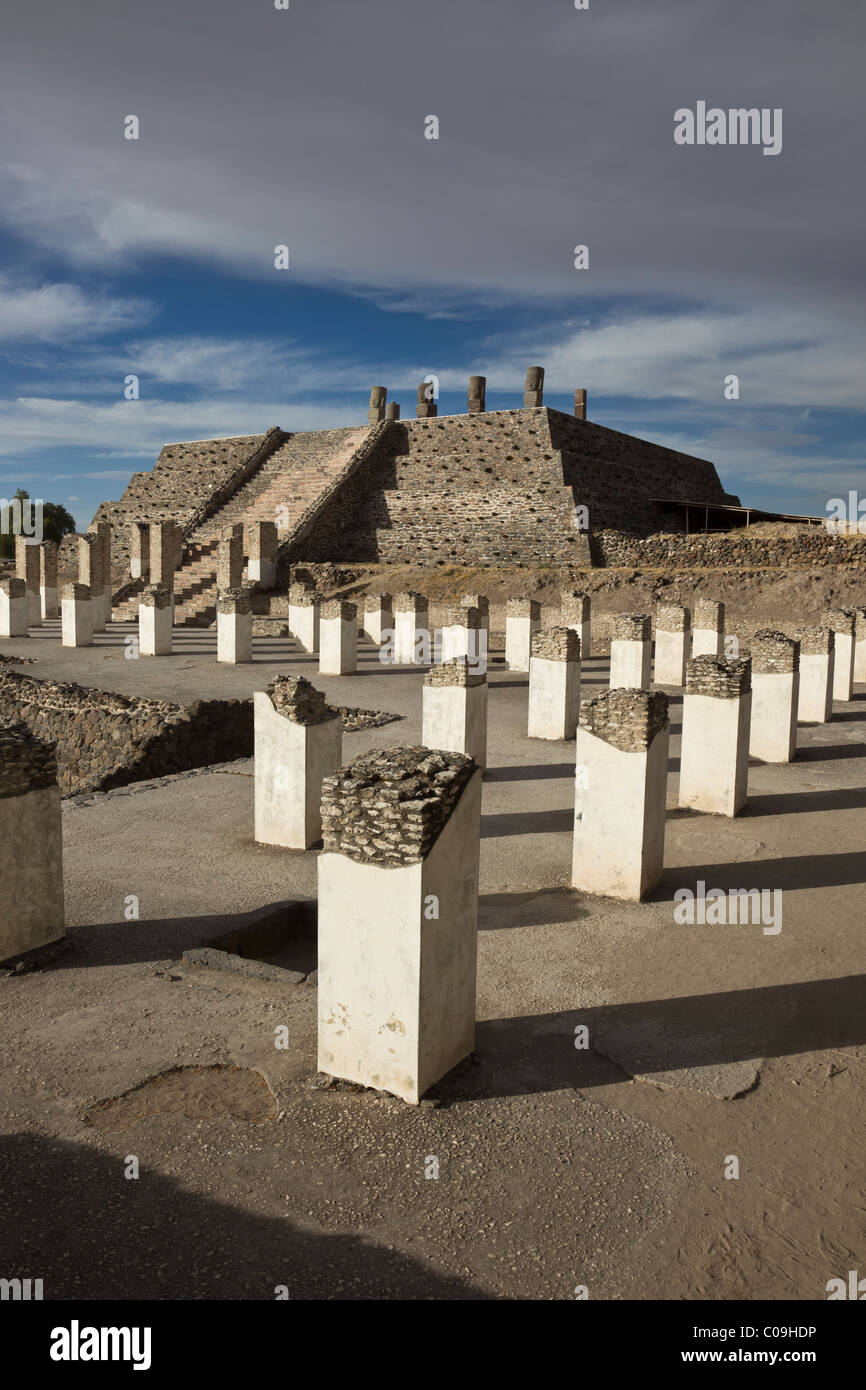 Columns in front of the Tlahuizcalpantecuhtli Pyramid or Temple of the ...