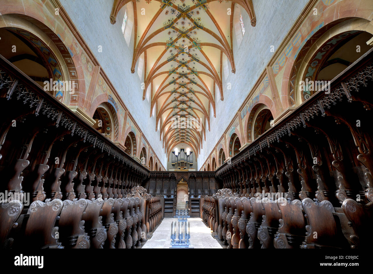 Interior, stalls, choir of the monastic church, Maulbronn Monastery ...
