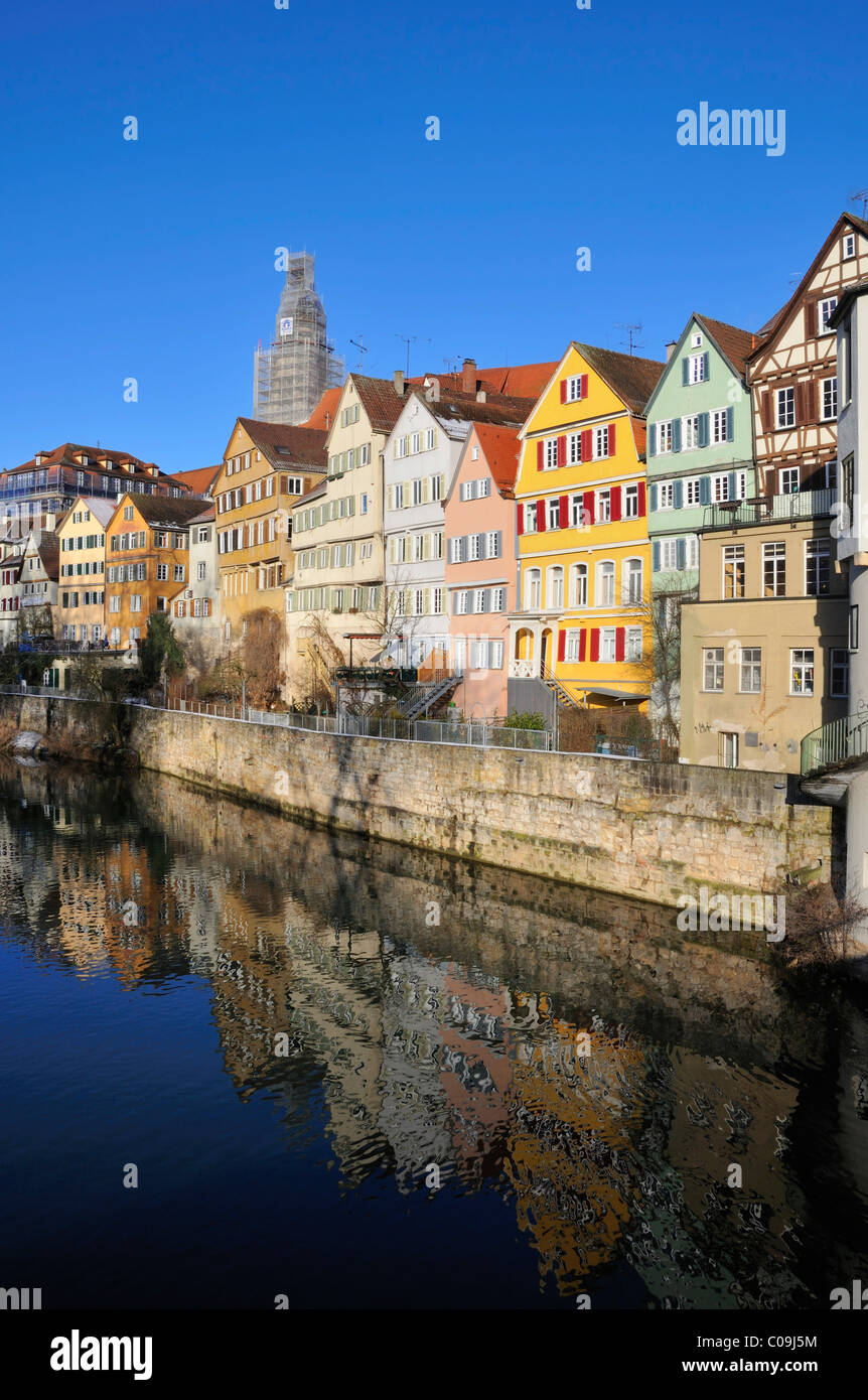 River front, Neckar River, Tuebingen, Baden-Wuerttemberg, Germany ...