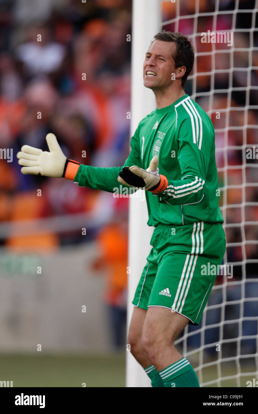 Denmark goalkeeper Thomas Sorensen reacts after conceding a goal to ...