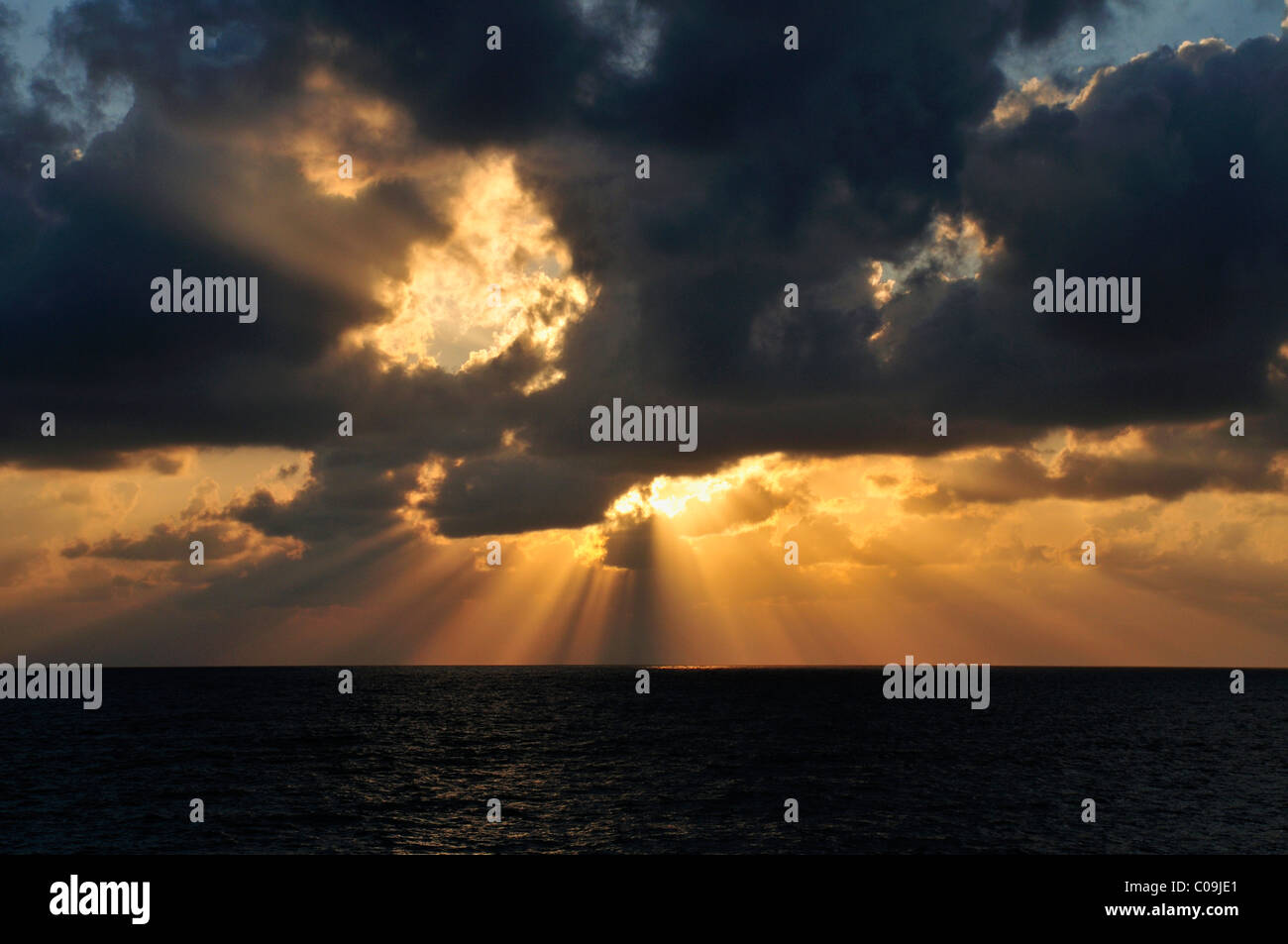 Sunset with clouds over the Mediterranean sea, near Lattakia, Syria ...