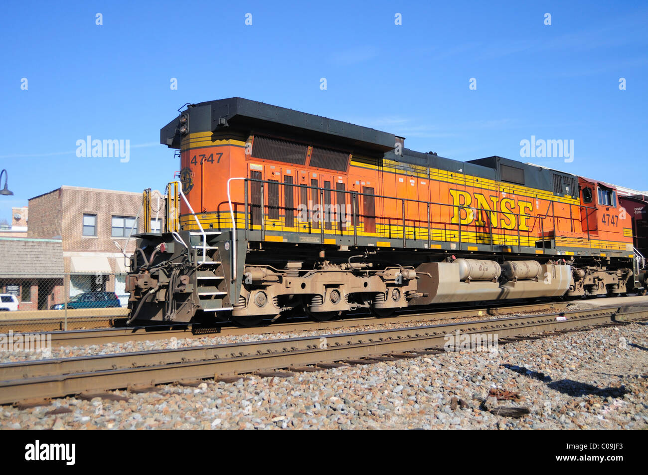 Burlington Northern Santa Fe locomotive and train in Berwyn, Illinois, USA Stock Photo - Alamy