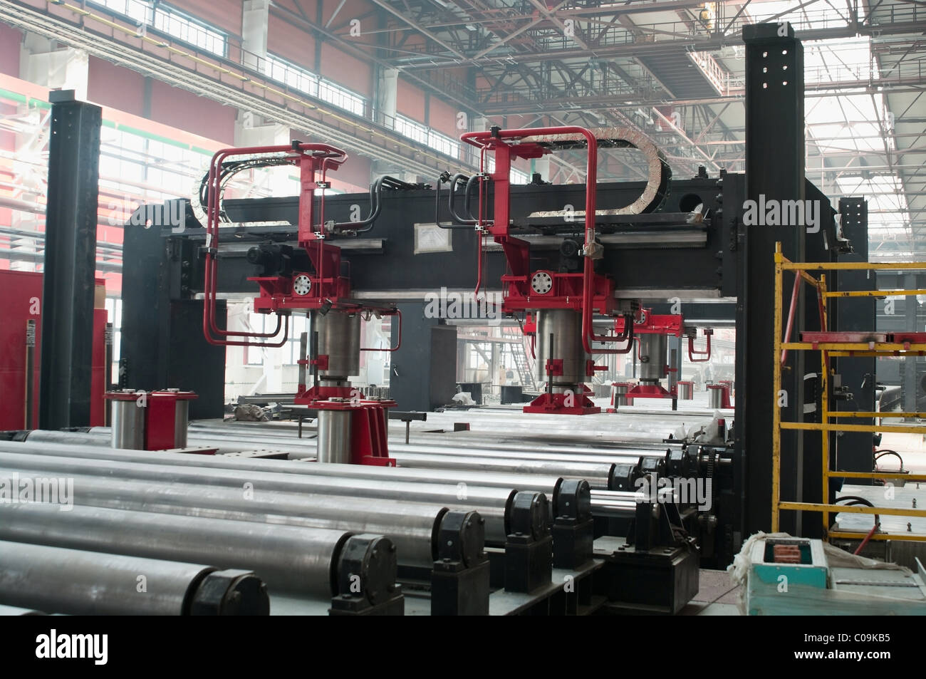 Cold rolling department in ferrous metallurgy factory with hardware ...