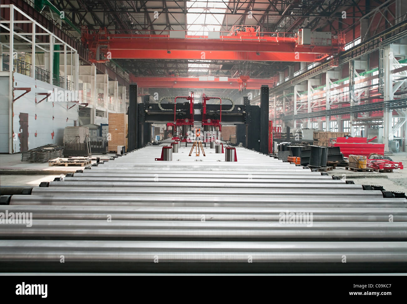 Cold rolling department in ferrous metallurgy factory with hardware ...