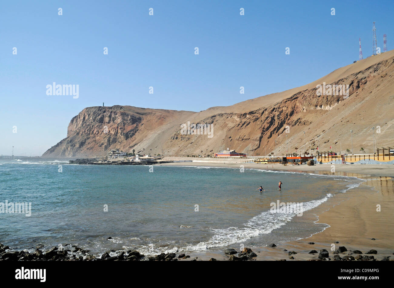 El Laucho, beach, sea, coast, desert mountains, Arica, Norte Grande ...