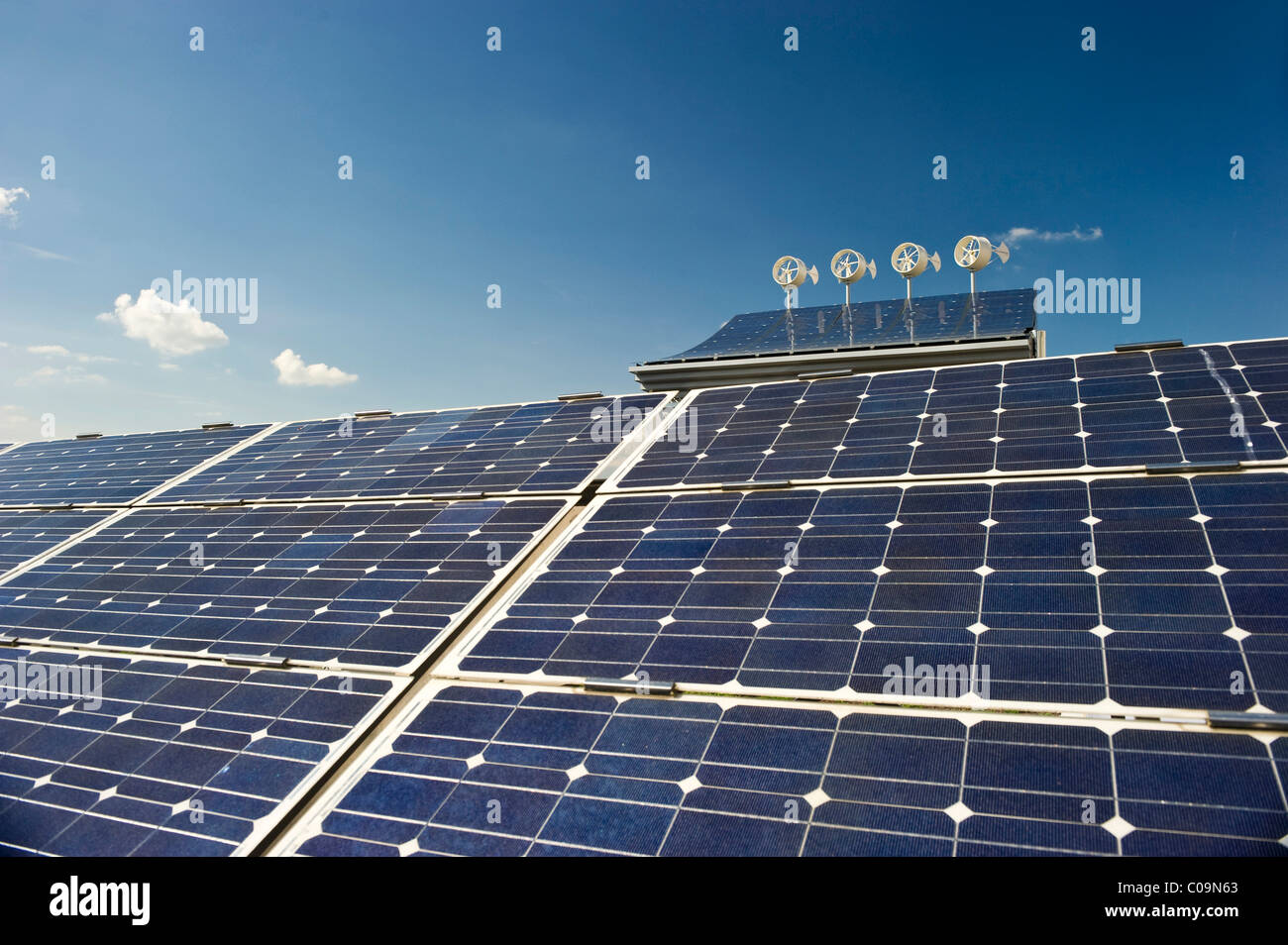 Mini wind turbines and solar panels, Freiburg im Breisgau, Baden ...