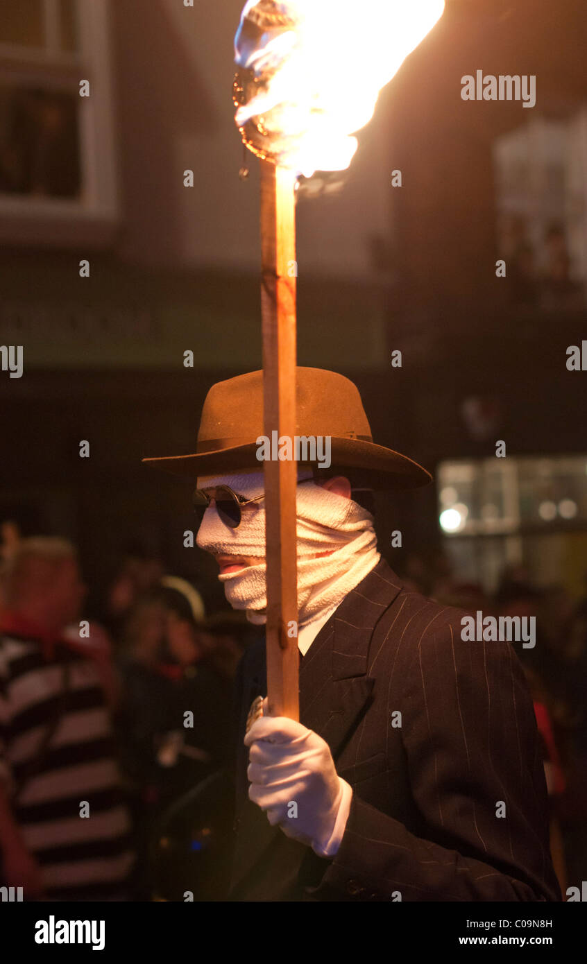 The annual bonfire night parade held in Lewes, East Sussex. The ...
