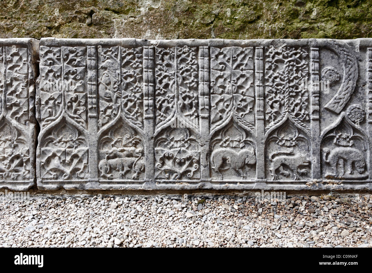 Stone reliefs, decorations on a tomb slab, Rock of Cashel, County ...