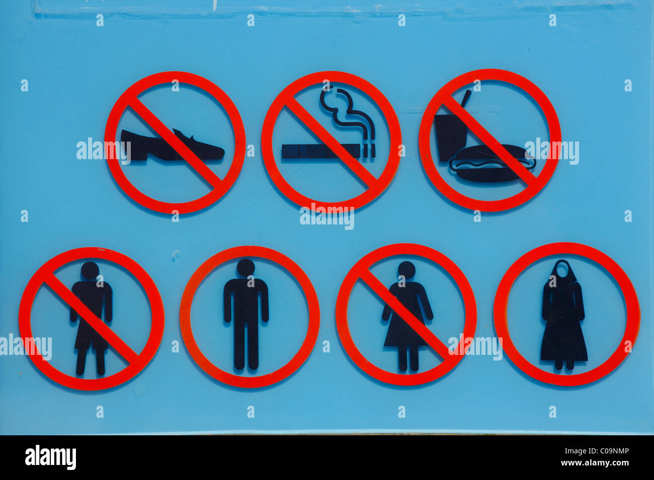 Signs, Masjid Negara Mosque, national mosque of Malaysia, Kuala Lumpur ...