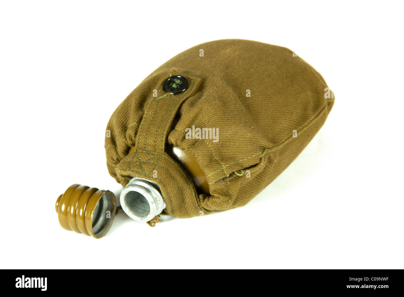 The image of a soldier's flask, isolated, on a white background Stock ...
