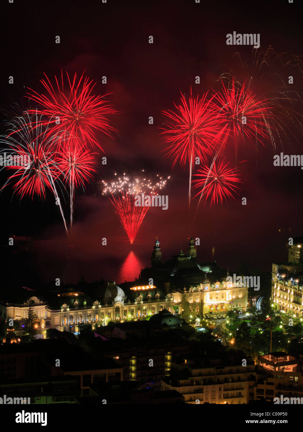 Fireworks over the Casino Monte-Carlo, Principality of Monaco, Côte d ...