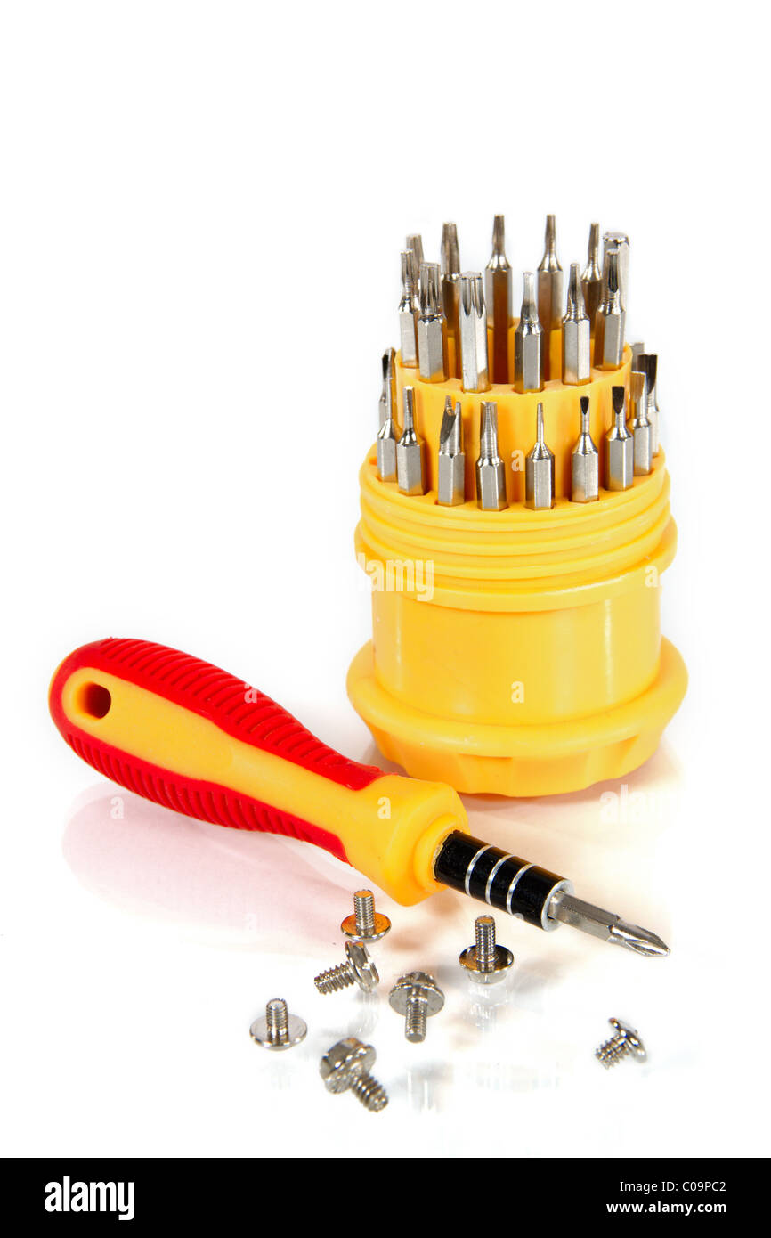 Set of screw-drivers on a white background Stock Photo - Alamy