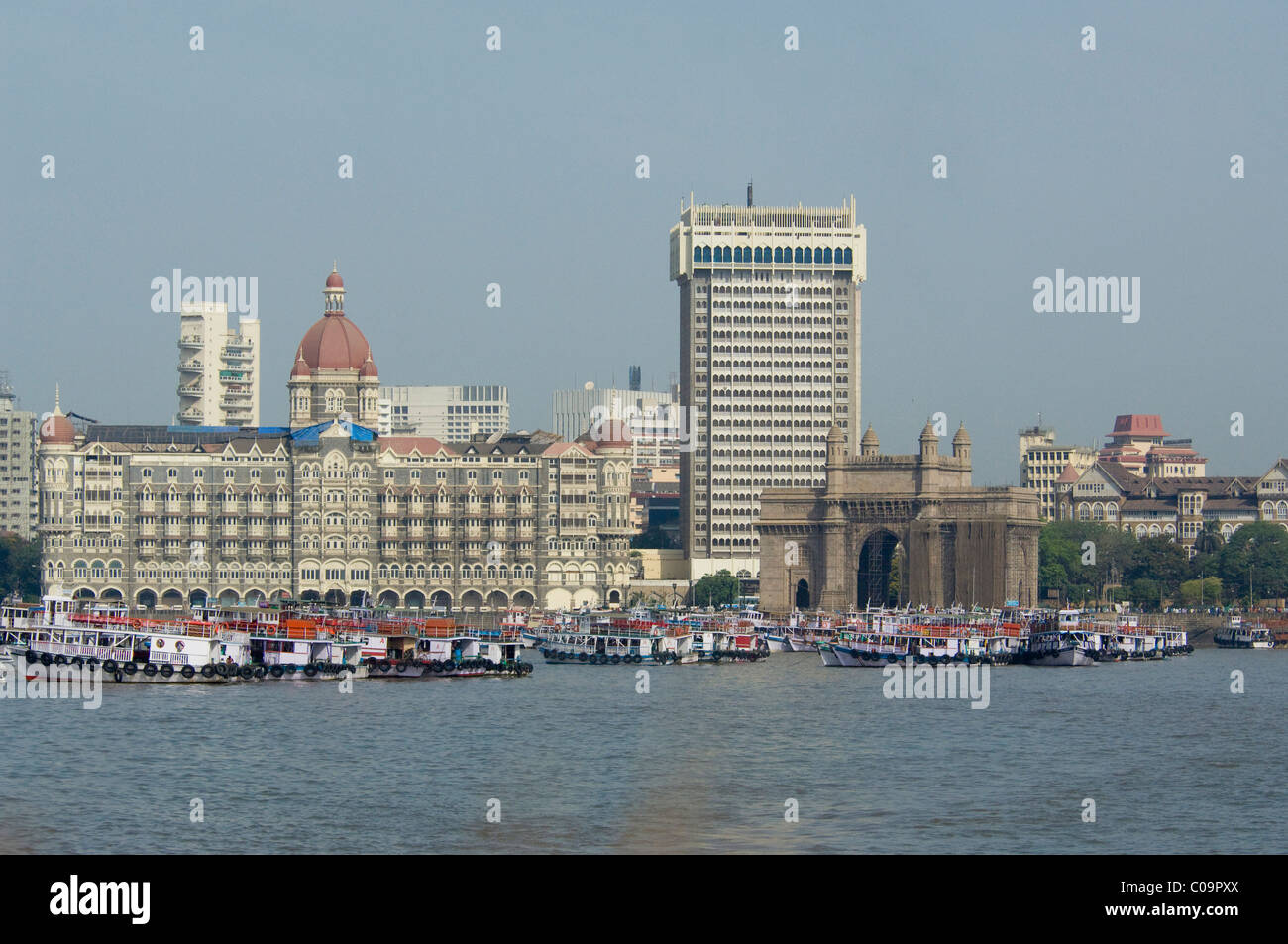 India, state of Maharashtra, Mumbai (aka Bombay). Waterfront area of Mumbai, historic Taj Mahal ...