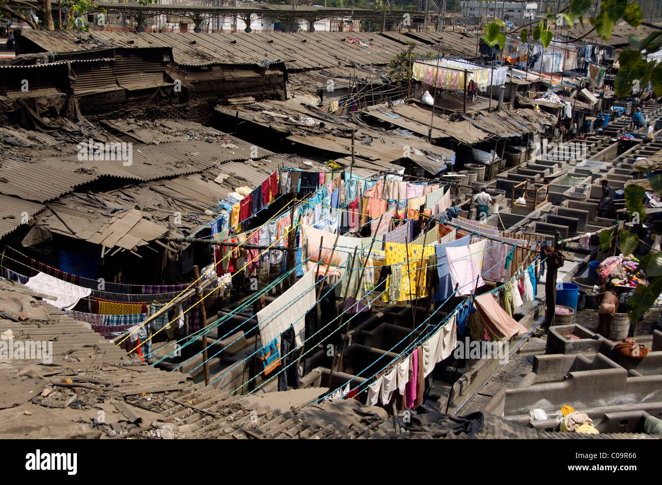 India, Maharashtra, Mumbai (aka Bombay). Famous Dhobi Ghat laundry ...