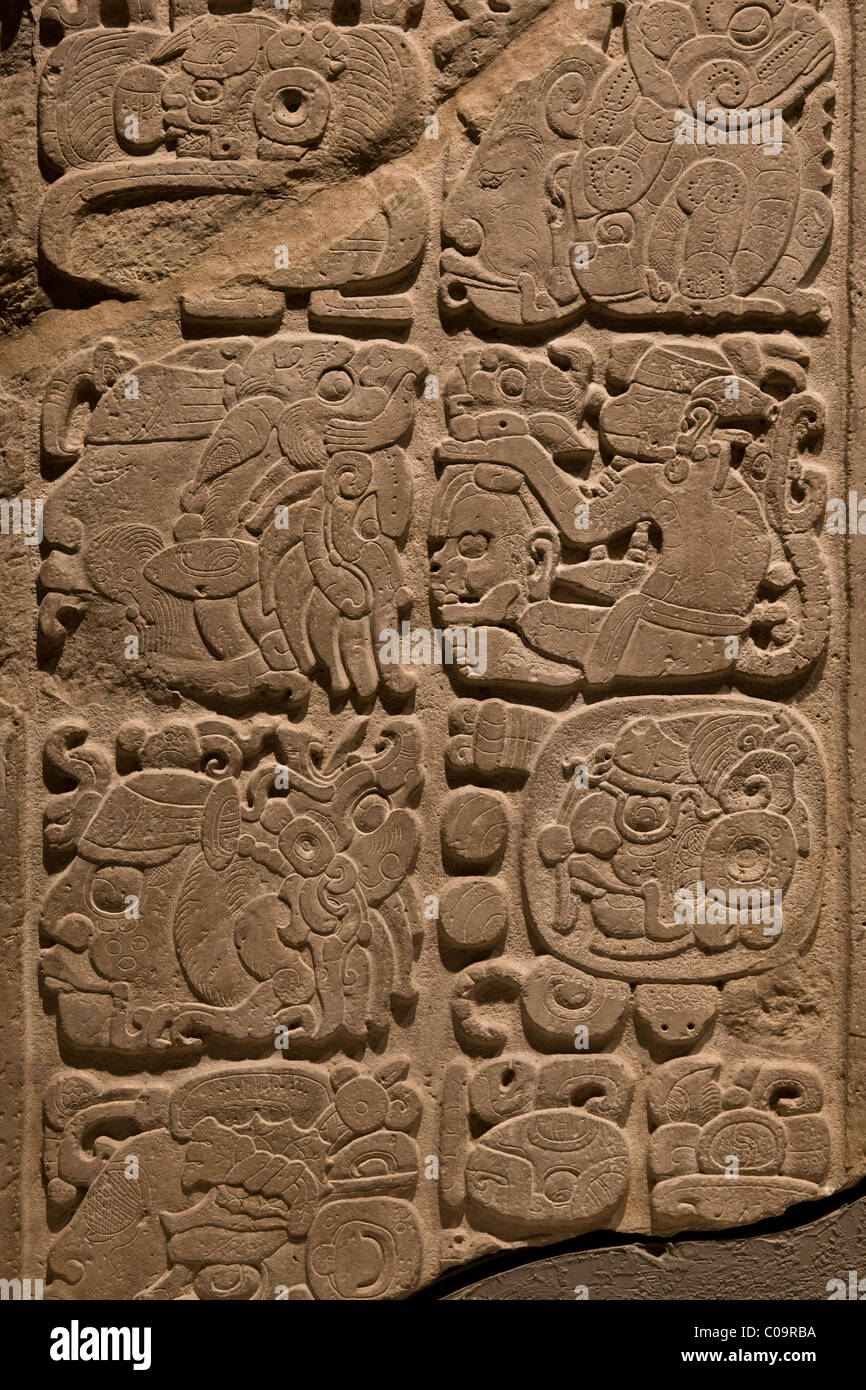 Mayan glyphs on Lintel 48 from the Maya site Yaxchilan, in Chiapas ...