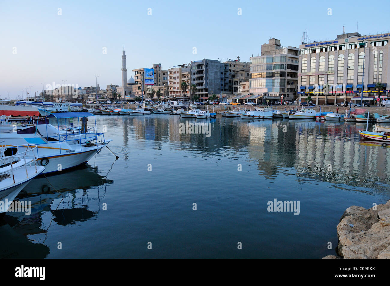 Harbour view of the Crusader city of Tartus, Tartous, Syria, Middle ...