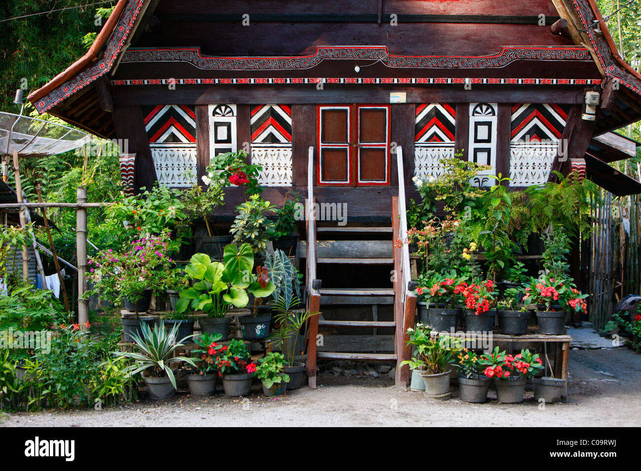 House, Batak culture, Samosir Island, Lake Toba, Batak region, Sumatra ...
