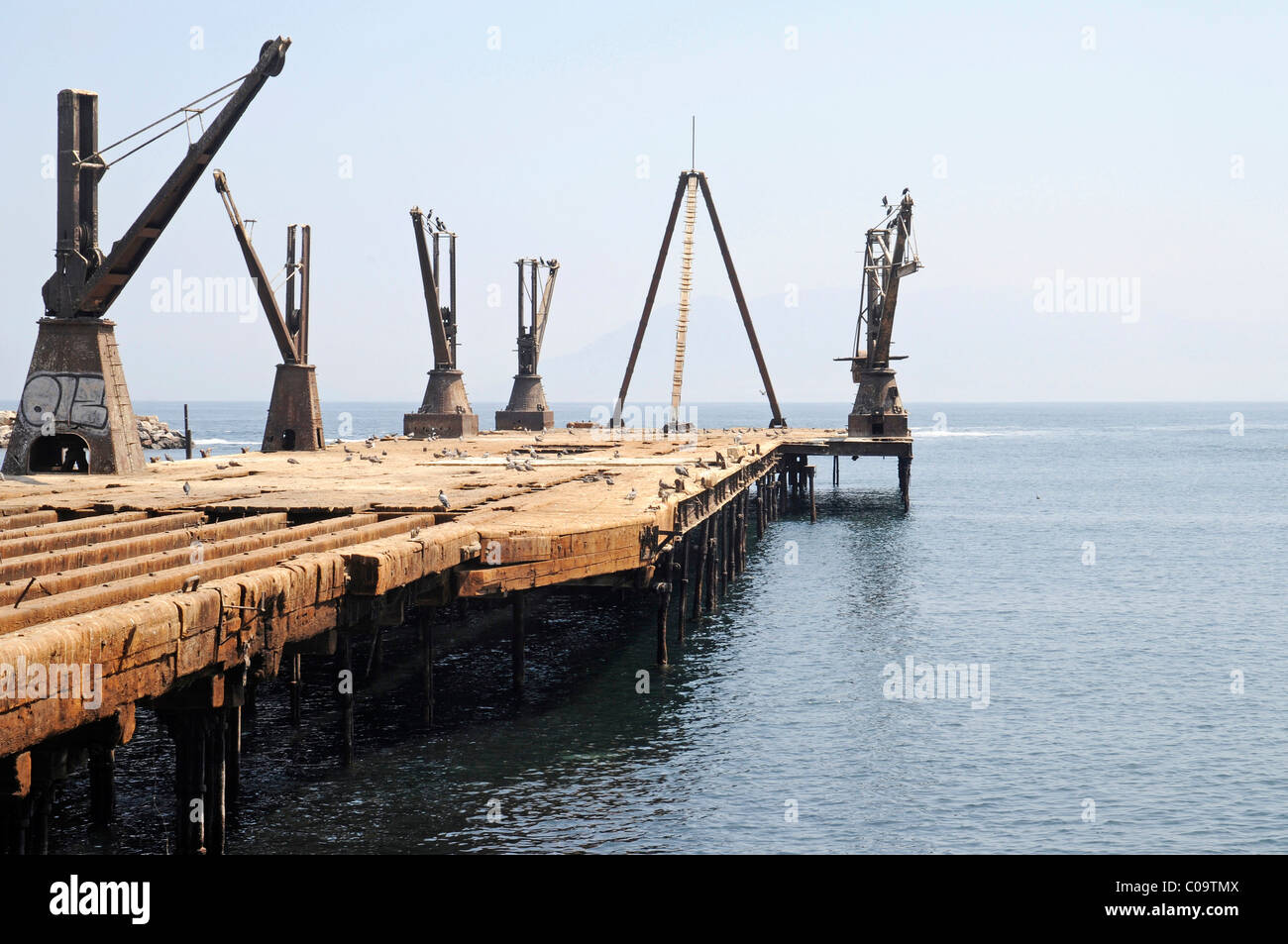Historic pier, quay, wood construction, port, Antofagasta, Norte Grande ...