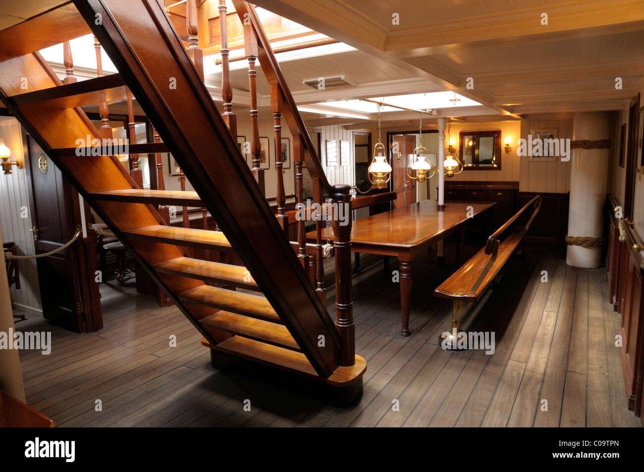 Officer's mess, museum ship, Rickmer Rickmers, Hamburg, Germany, Europe ...