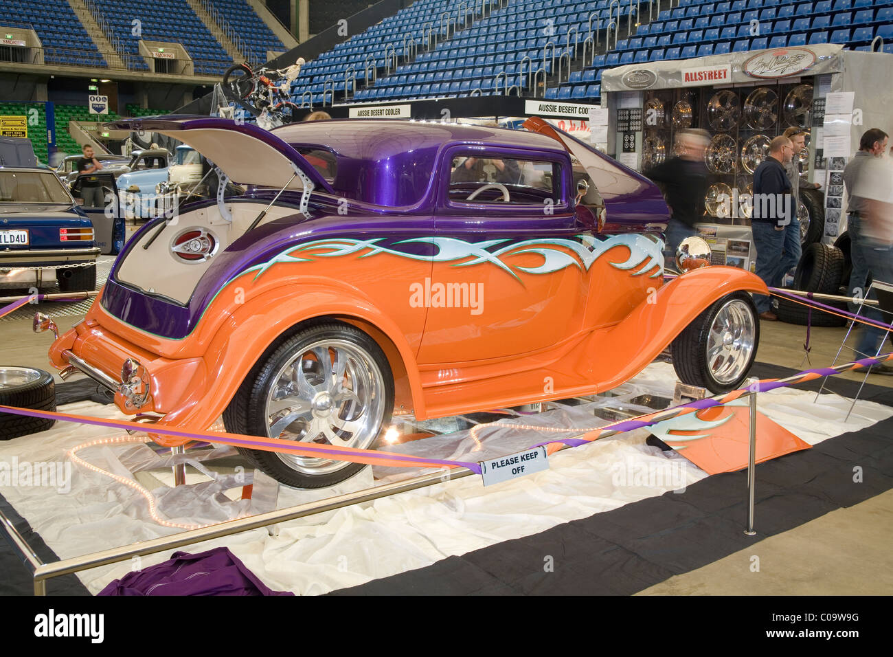 Customised hot rod on display at an Australian modified car show Stock ...