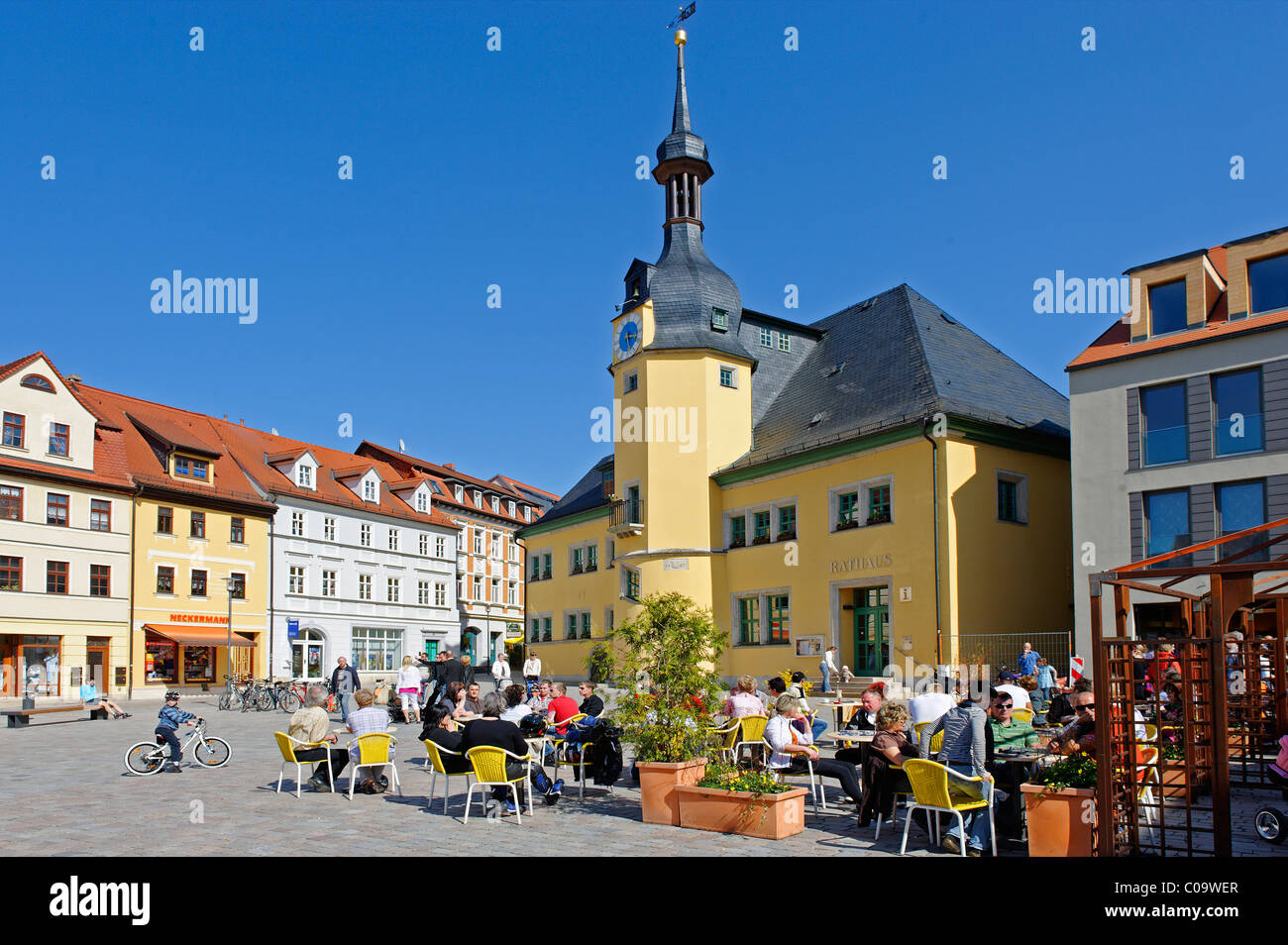 Market square with town hall, Apolda, Thuringia, Germany, Europe Stock ...
