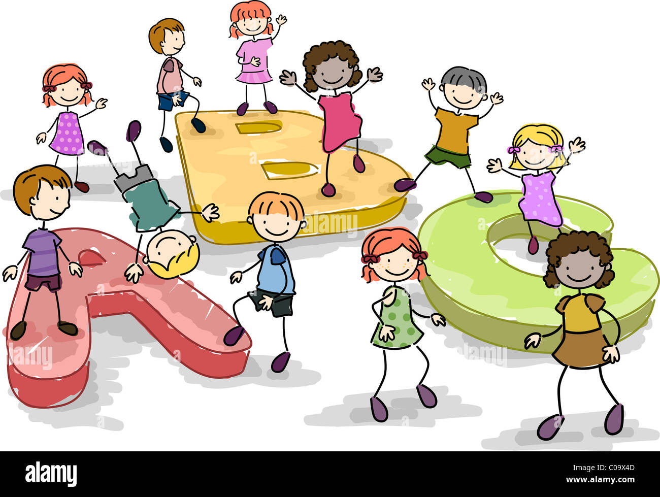 Illustration of Kids Playing with Giant Letters of the Alphabet Stock ...