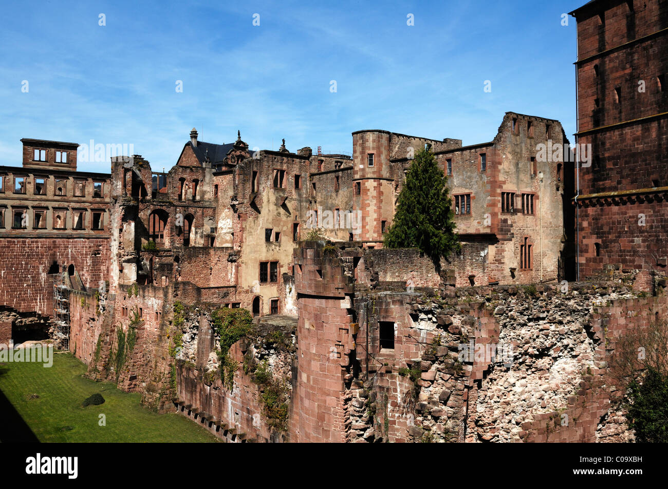 Heidelberg Castle, destroyed in 1689, ruins of the library ...
