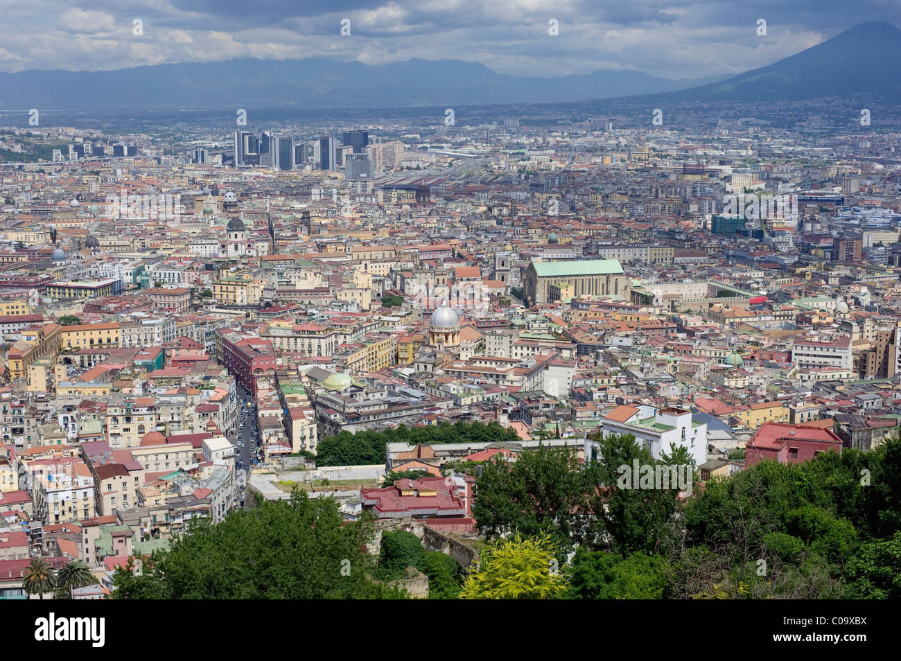 Mount Vesuvius and Naples, seen from Vomero, Campania, Italy, Europe ...