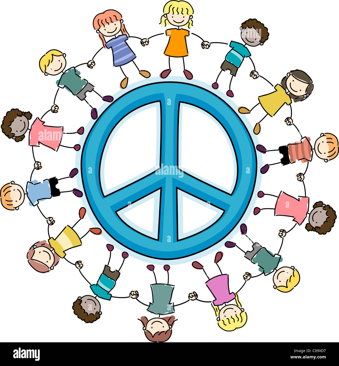 Illustration of Kids Surrounding a Peace Sign Stock Photo - Alamy