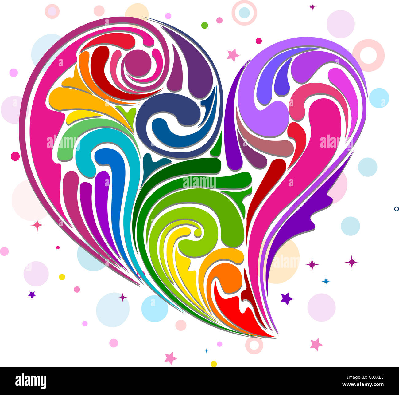 Illustration of Rainbow-colored Swirls Forming the Shape of a Heart ...